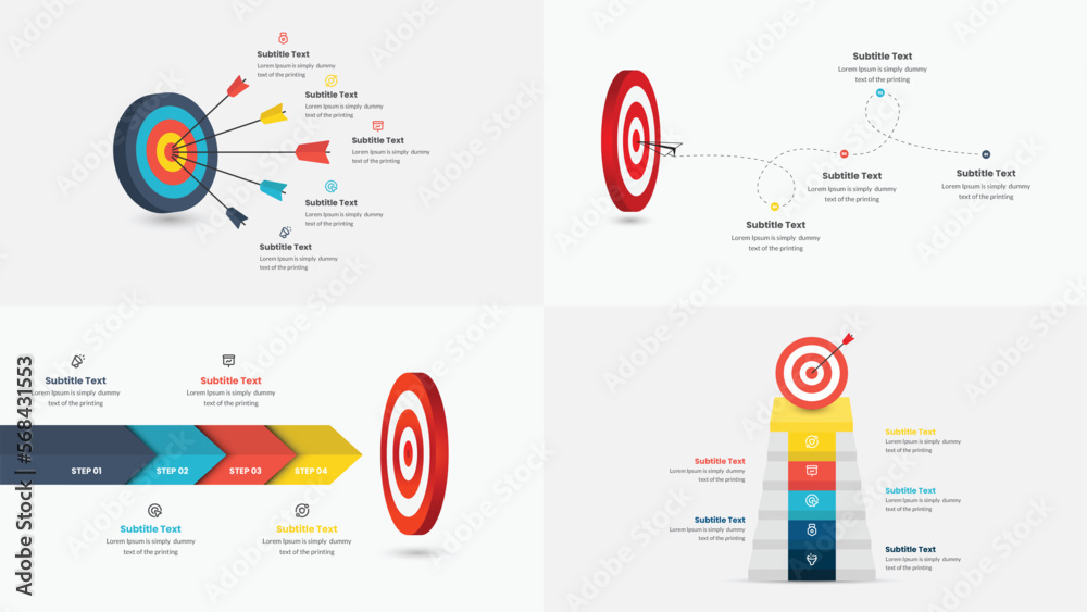 Goal Infographic template with target and dart. Vector illustration ...