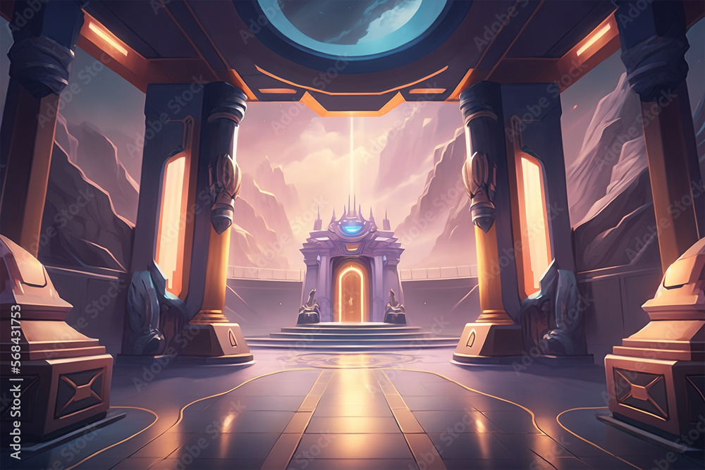 Futuristic Arena background illustration for game design. Abstract ...