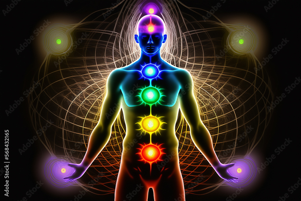 pontos dos chakras do corpo humano Stock Illustration | Adobe Stock