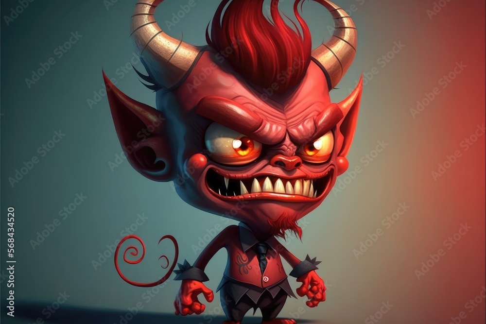 a cute adorable devil character generative ai rendered in the style of ...