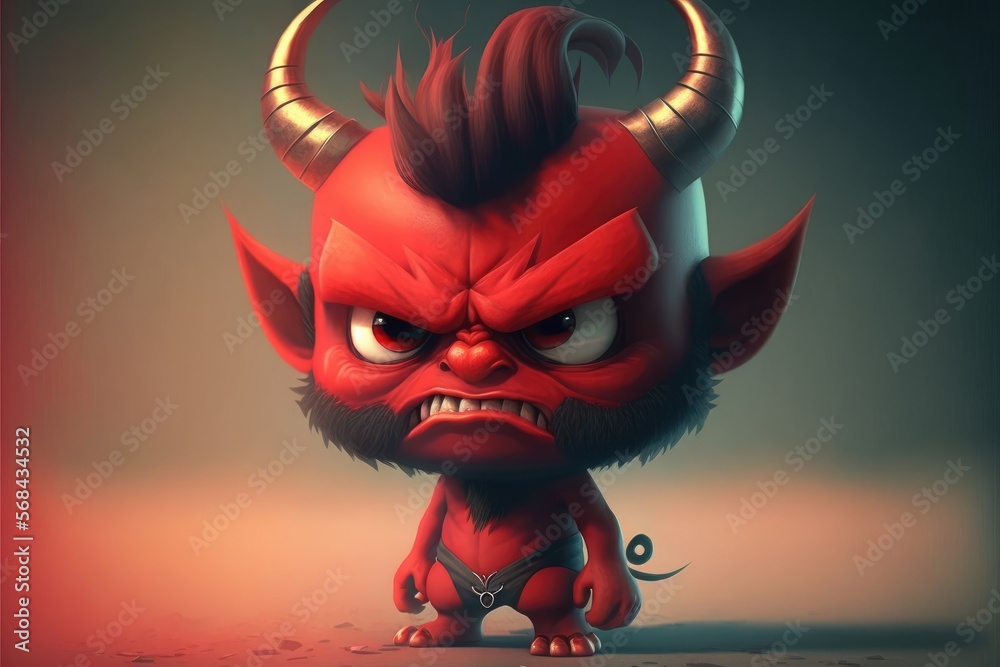 a cute adorable devil character generative ai rendered in the style of ...