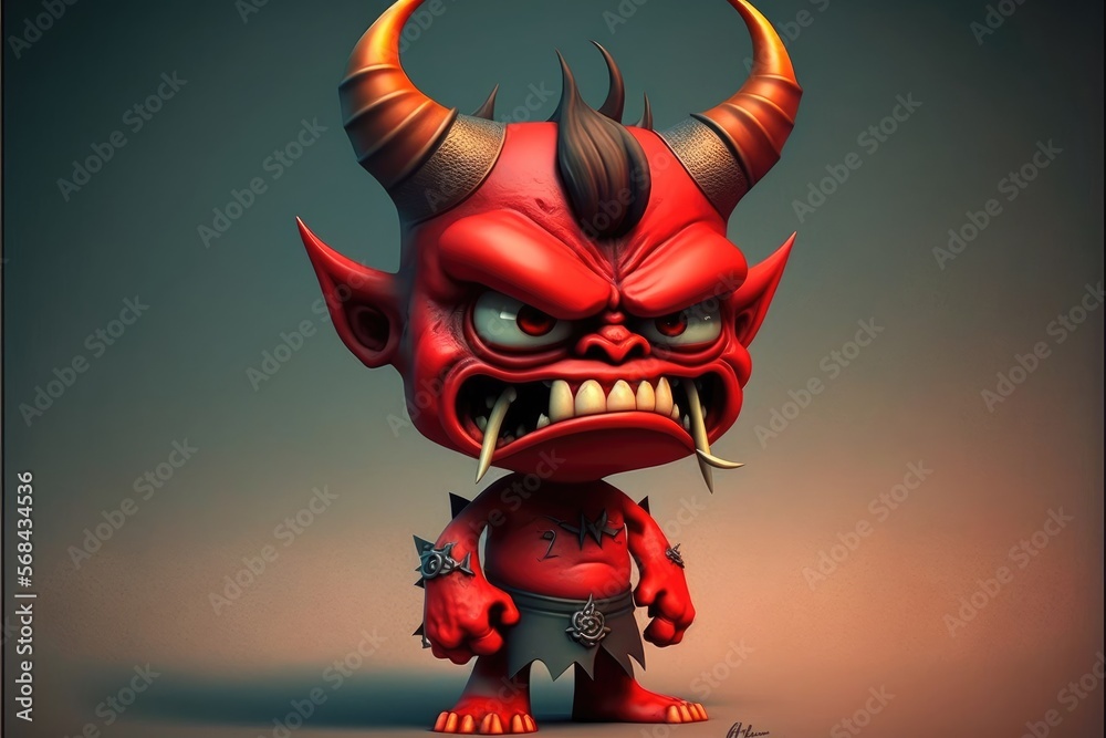 a cute adorable devil character generative ai rendered in the style of ...