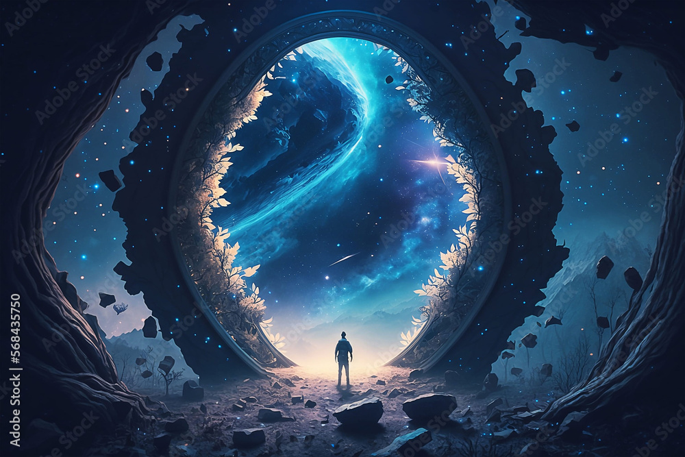 Cosmic Portal Opening to the Universe Illustration - Generated by AI ...