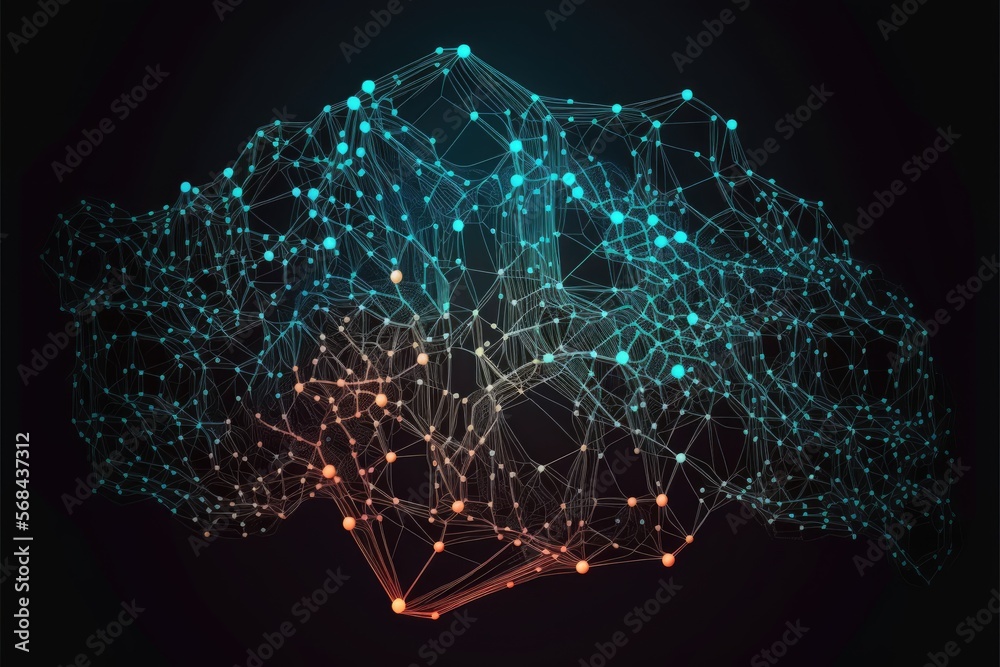 Abstract science & technology generative ai background of Network with ...