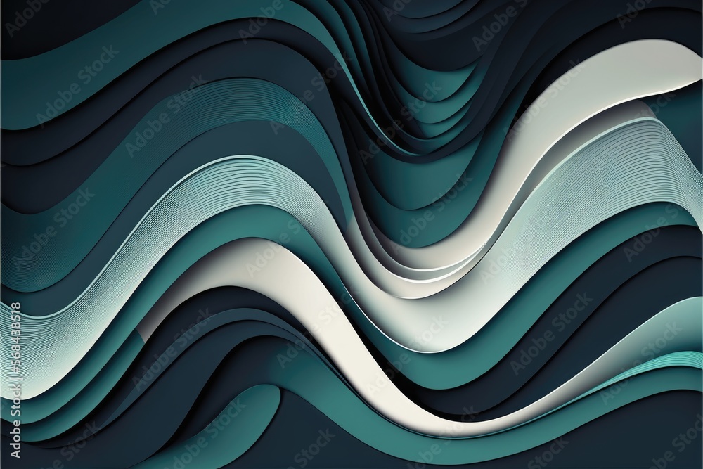 nature Landscape Paper Cut style with rounded Curved shapes and ...