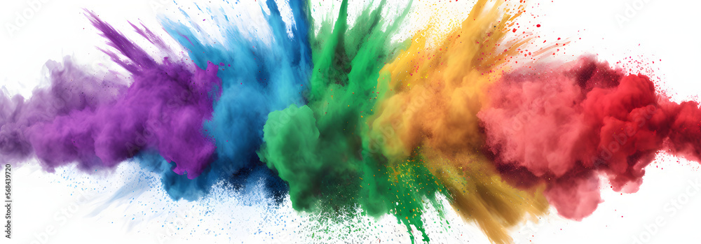 Rainbow Color Explosion, Abstract Colorful Background, on White ...