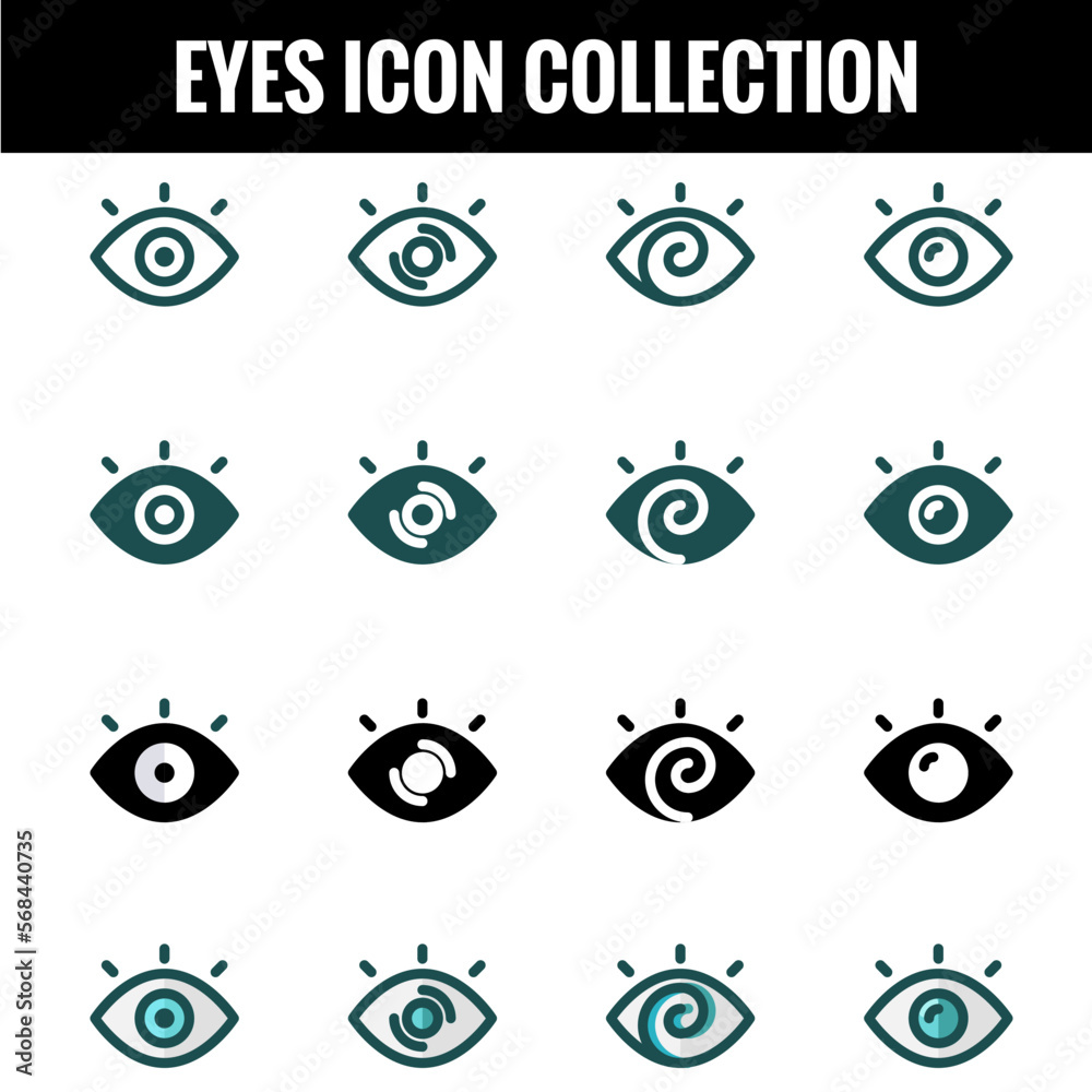Eye icon collection set, vector Eyesight symbol. Retina eye icons, Simple eyes, Eye silhouette ...