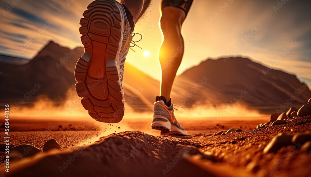 running feet with sunlight, training to be winner, self challenge theme ...