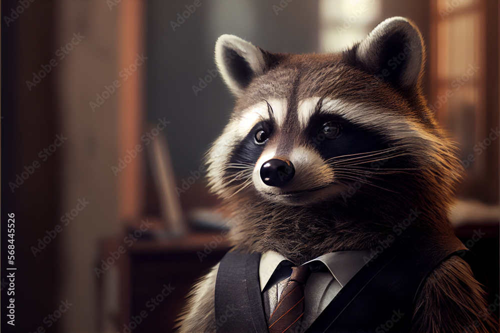 Portrait of a raccoon dressed in a formal business suit. Raccoon ...