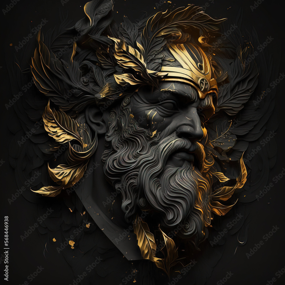 odin sculpture with golden armor. Generative AI ilustración de Stock ...