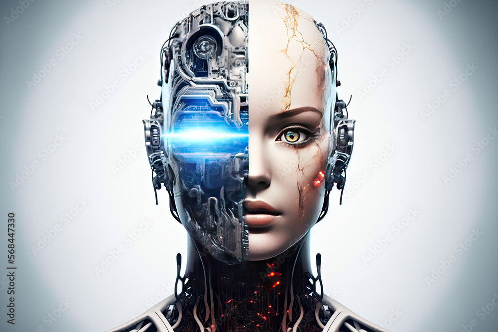 cyborg, robot, artificial intelligence, AI, droid, android, brain, half ...