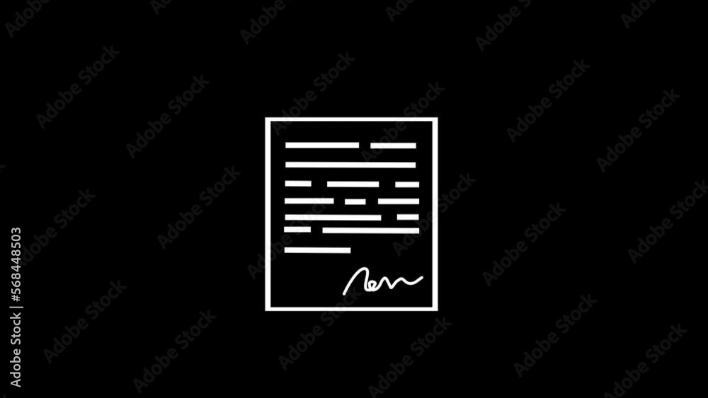 Printer line icon printing a paper, signing contracts, black and white ...