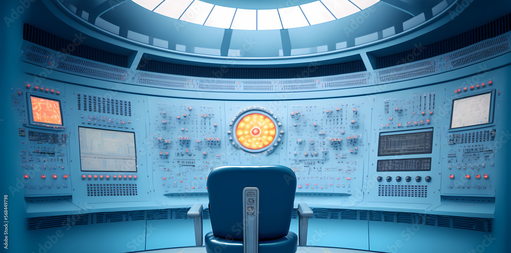 Electrical station, Central control panel of nuclear power plant ...