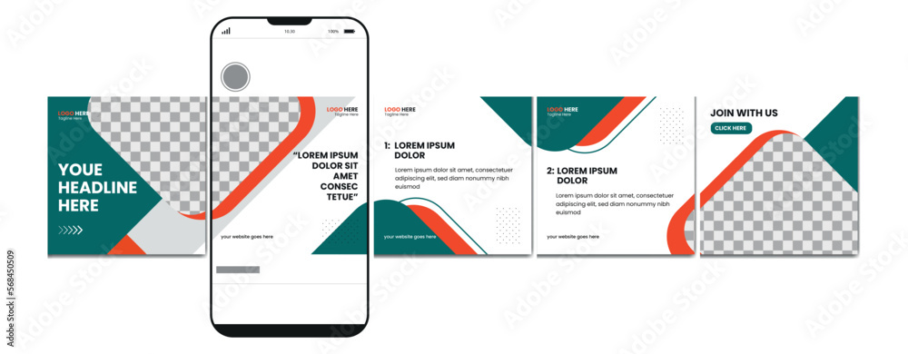 Carousel post template. Instagram microblog carousel post. Editable ...