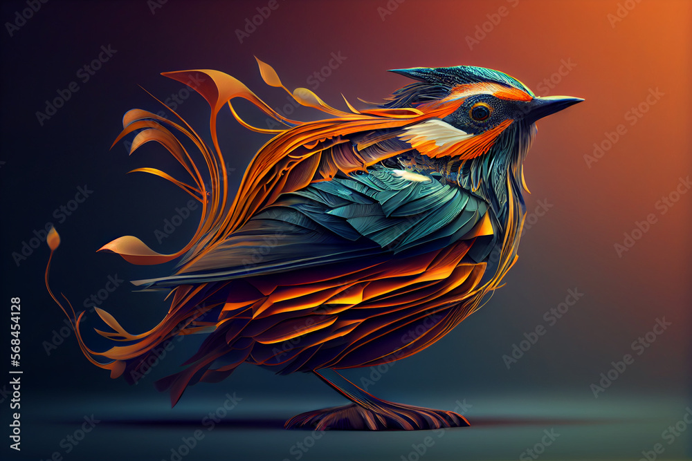 Beautiful abstract surreal bird background. Stock Illustration | Adobe ...