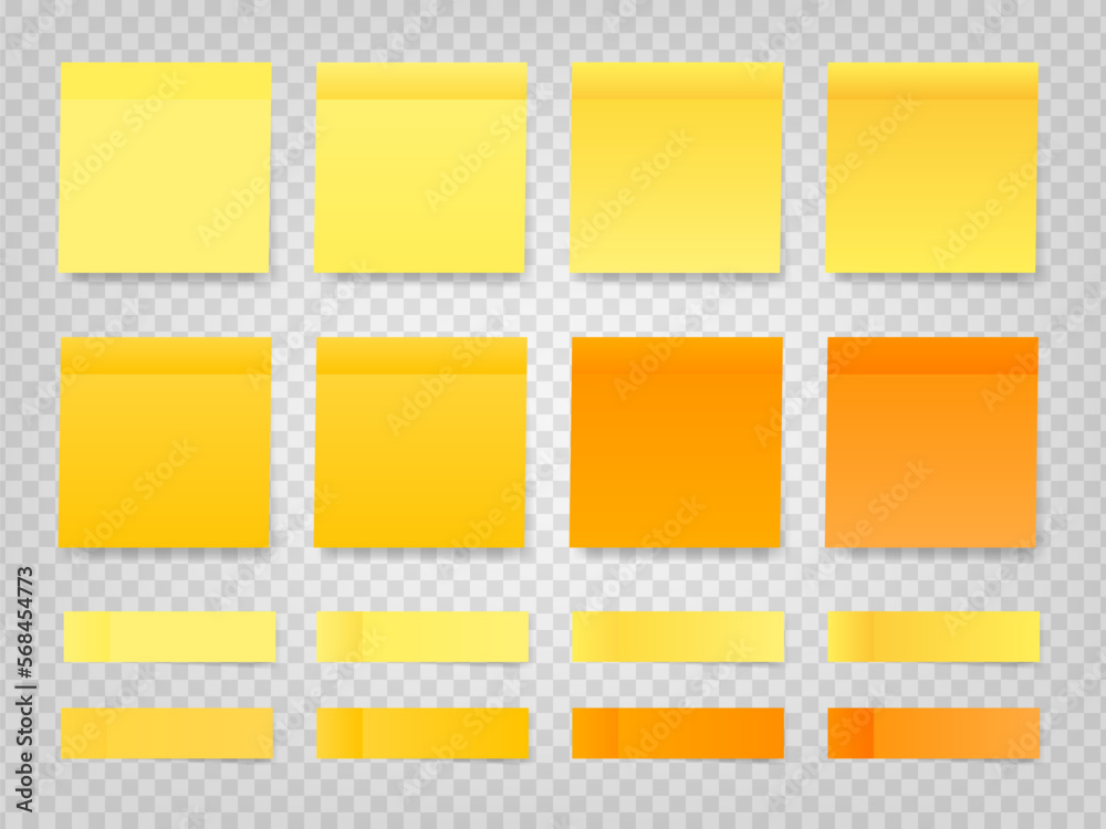 Stickers orange. Post note stickers isolated on transparent background ...