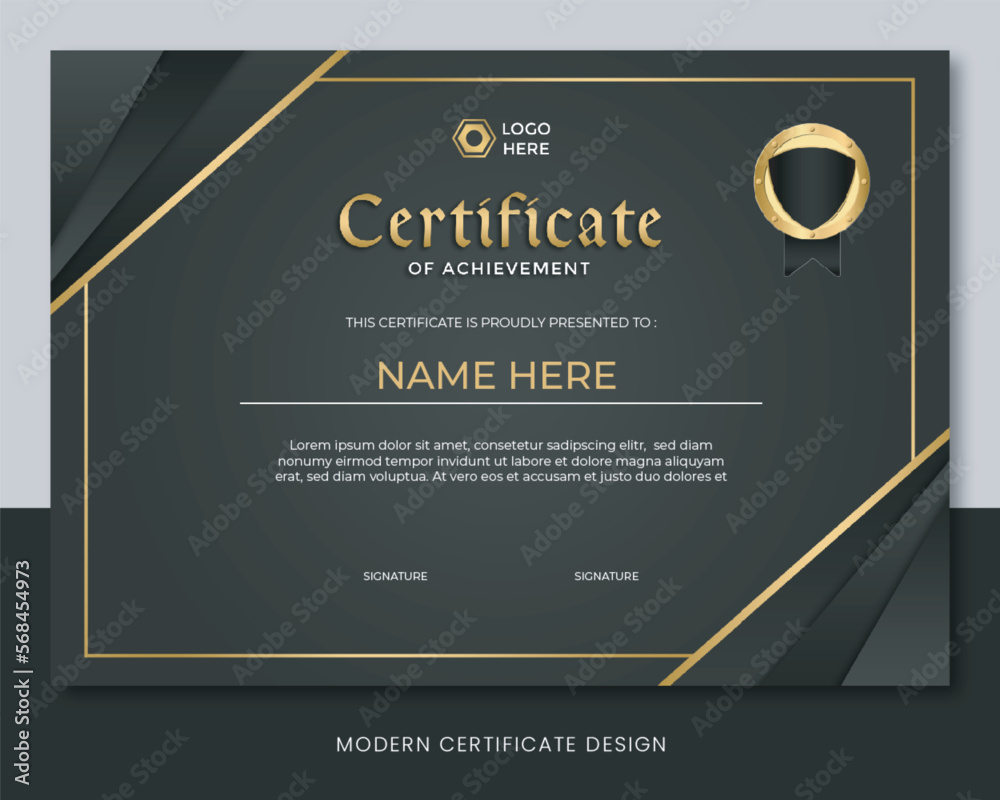 simple certificate design golden luxury, black gold certificate ...