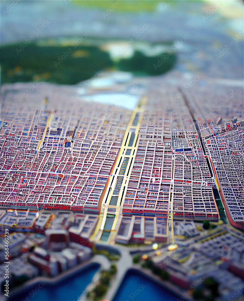 Aerial view of Paris, with a 3D map mockup look, generative AI Stock ...