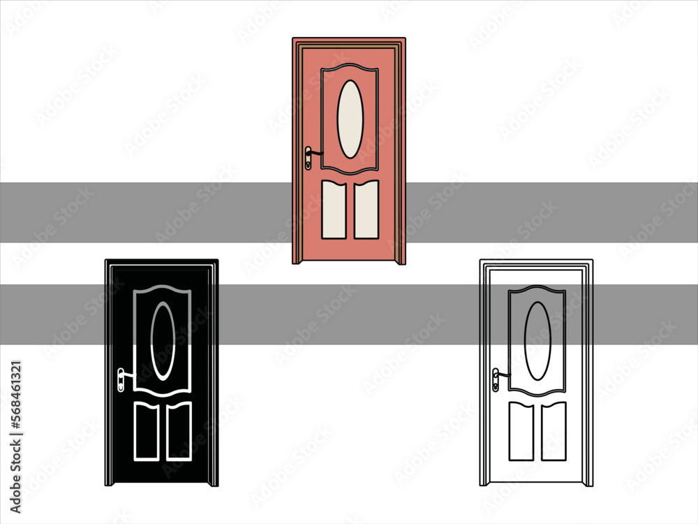 Vetor de Door Clipart SVG Cut File | Open Boor Svg | Door Frame Svg ...