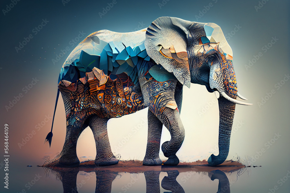 Beautiful abstract surreal elephant background Stock Illustration ...