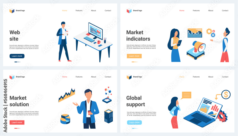 Global market solution support, business website and sales indicators ...