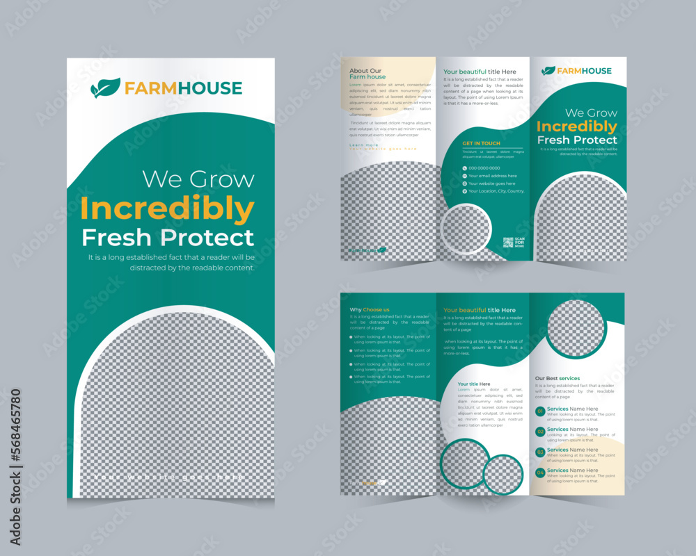 Organic Farming Tri Fold brochure template or agriculture farming ...