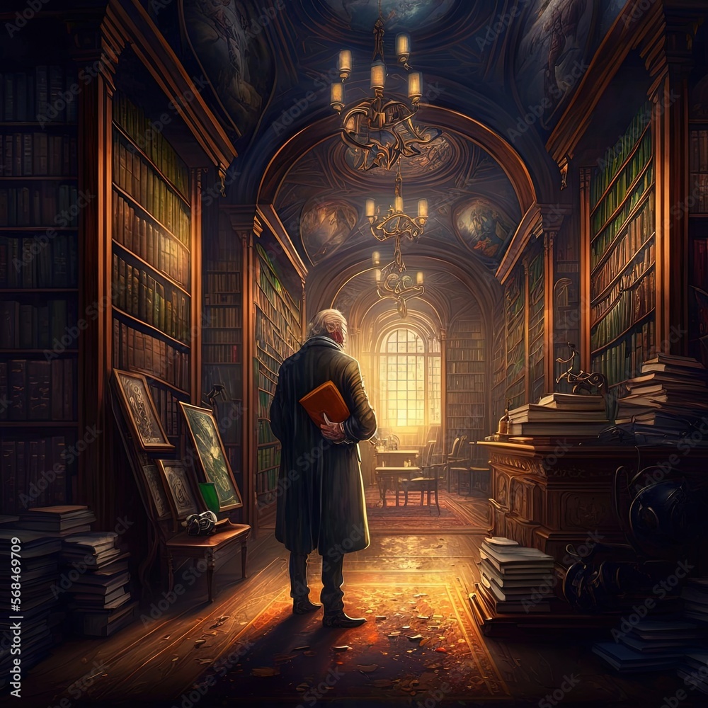 library full with books and the book of the rich dad and the poor dad ...