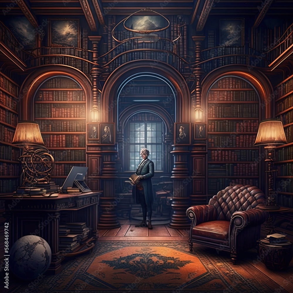 library full with books and the book of the rich dad and the poor dad ...