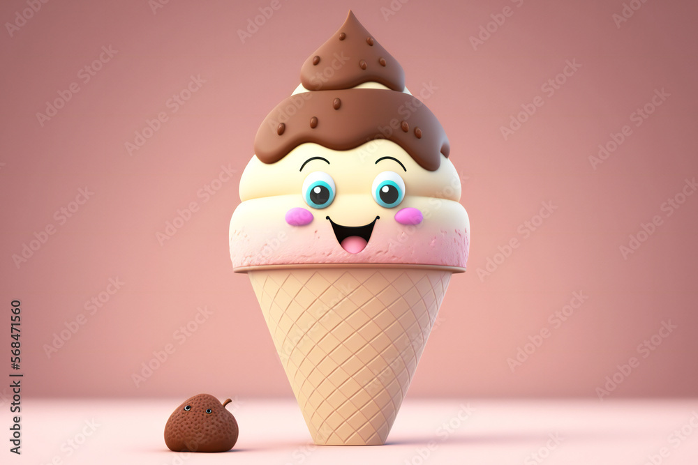 cute Ice Cream cartoon Character Stock Illustration | Adobe Stock