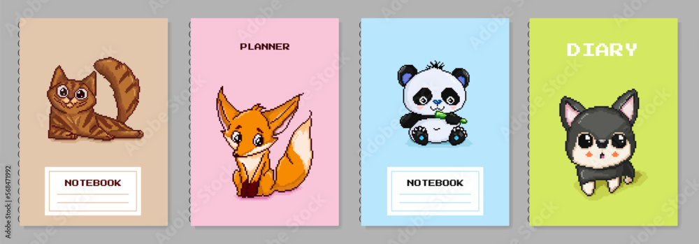 Cartoon Cover page templates. Vector animals prints. Stock Vector ...