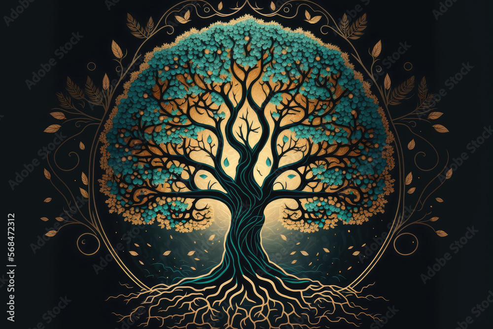 Beautiful illustration of the sacred symbol known as the magic tree of ...