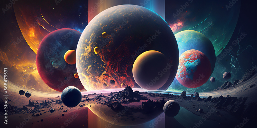 Universe represented in all dimensions in one illustration. From the ...