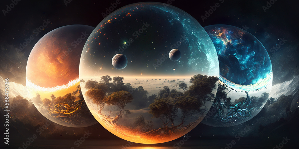 Universe represented in all dimensions in one illustration. From the ...