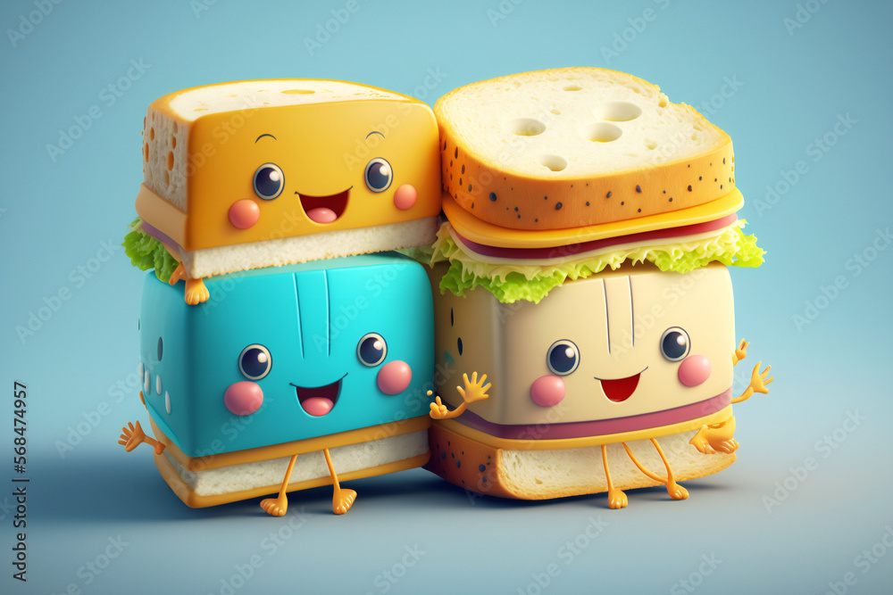 cute Sandwiches cartoon Character Stock Illustration | Adobe Stock