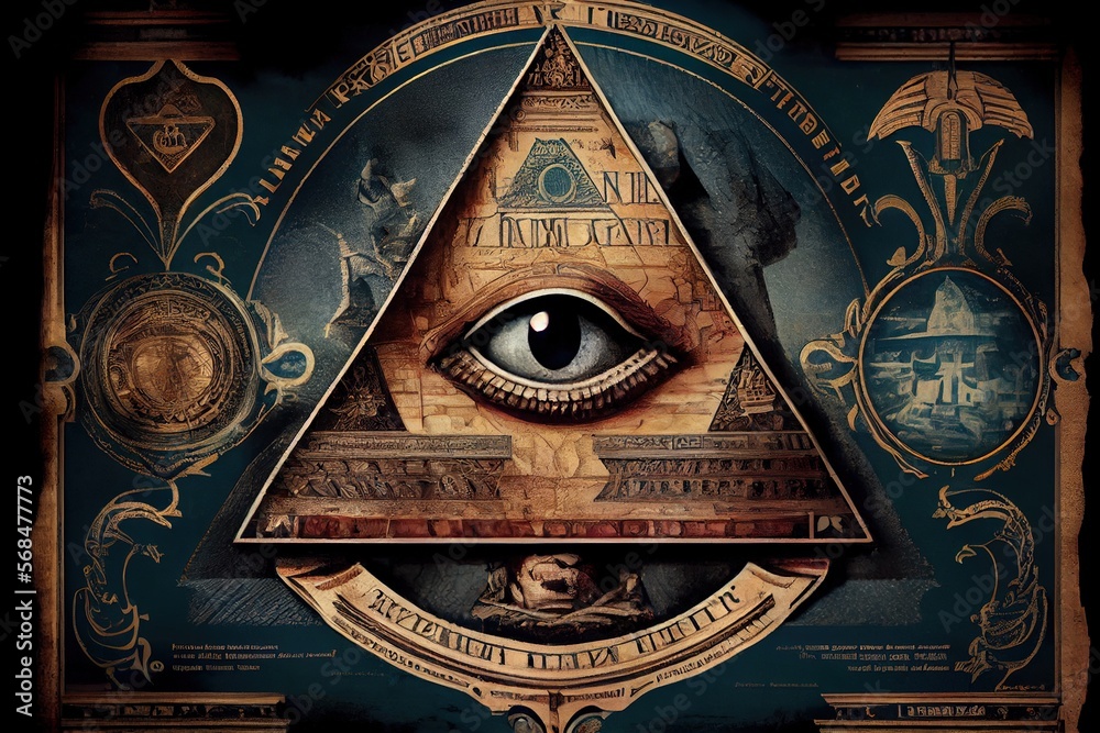 Generative AI illustration of history and secrets of Illuminati concept ...