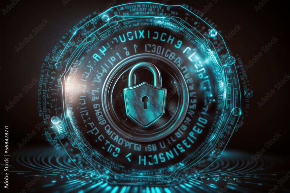 Cyber security concept and digital data protection with a locker in a ...