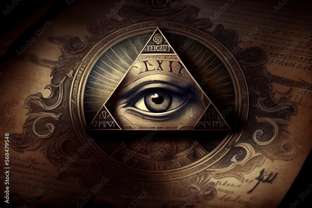 Generative AI illustration of history and secrets of Illuminati concept ...