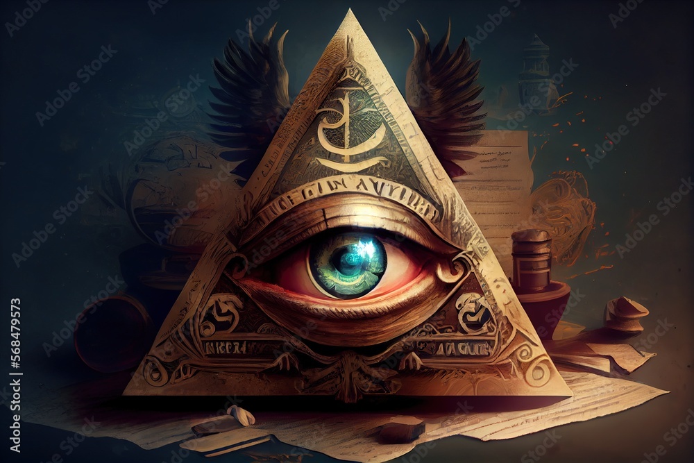 Generative AI illustration of history and secrets of Illuminati concept ...