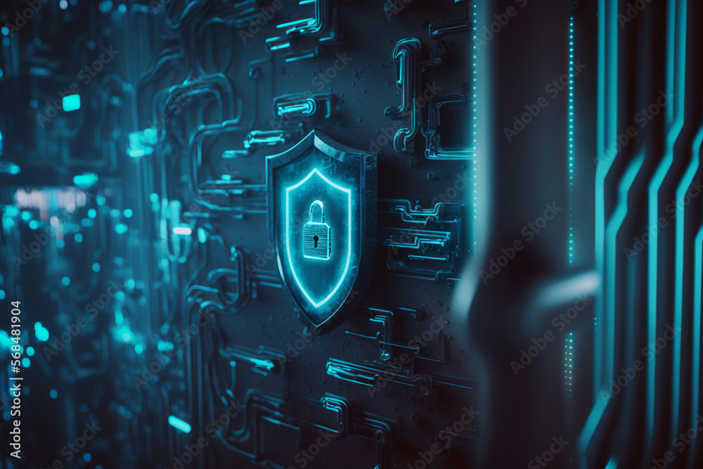 Cyber security concept and digital data protection with a locker in a ...