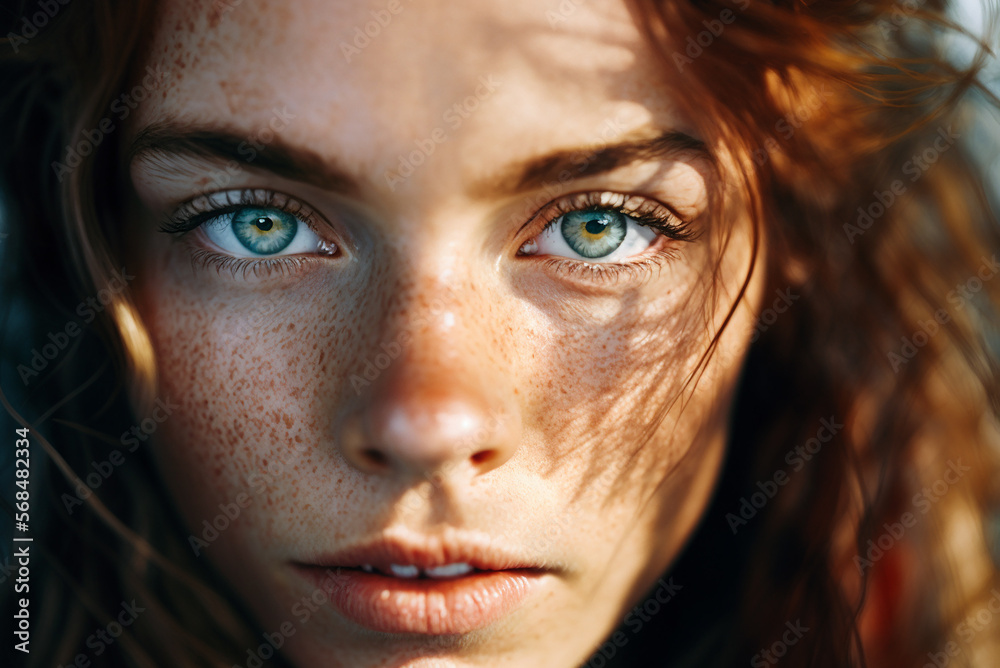 extreme closeup of a woman's face with beautiful hair and eyes ...
