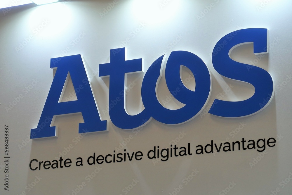 Logo du groupe informatique Atos, entreprise de services du numérique ...