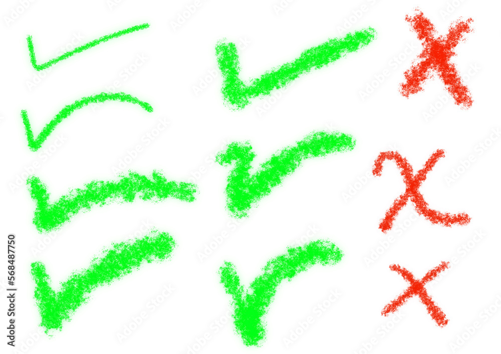 hand drawn check mark and x sets Stock Illustration | Adobe Stock