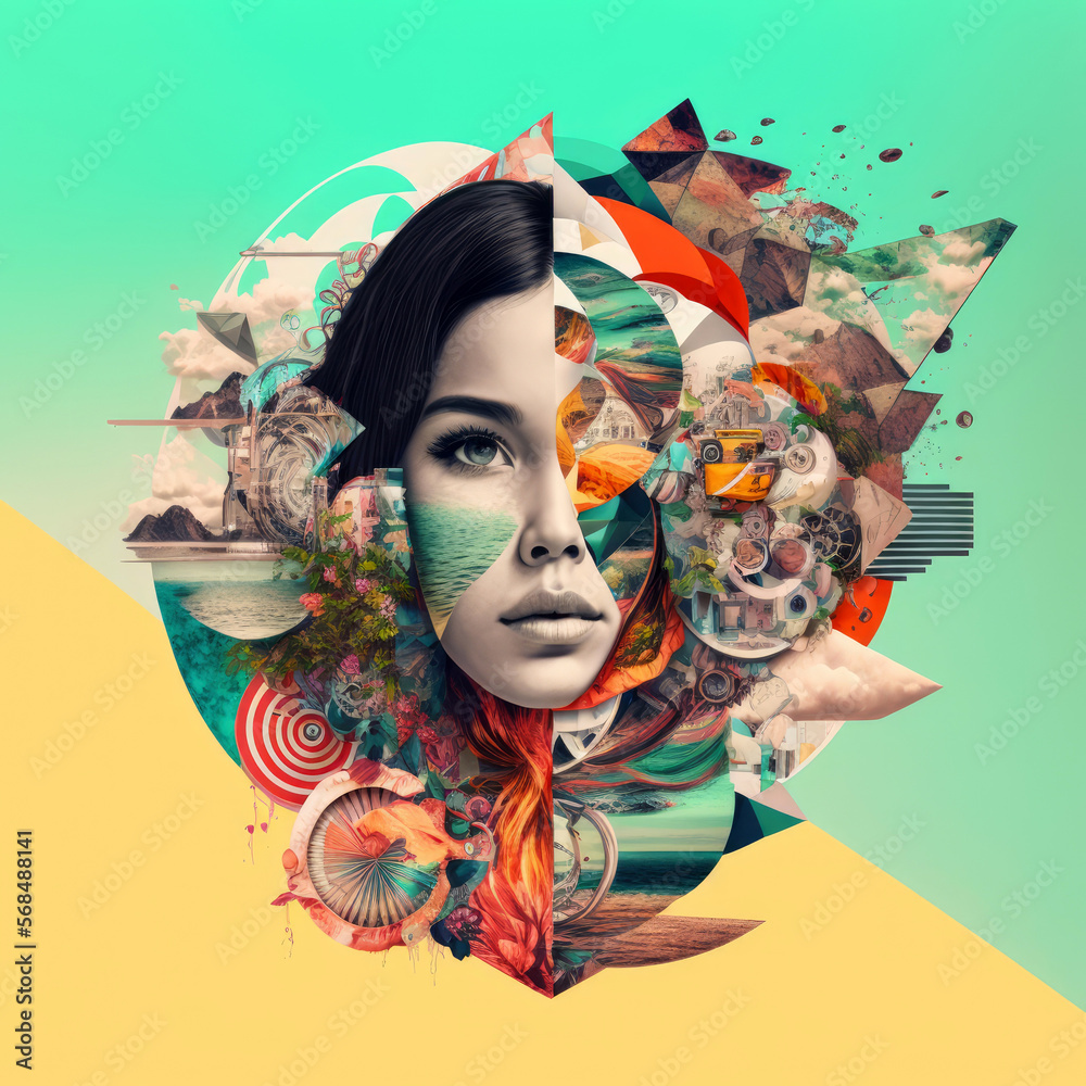 Creative female head - Generative AI Stock Illustration | Adobe Stock