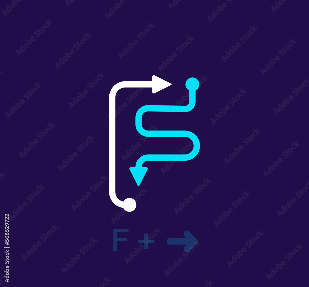 Linear letter F logo. Unique logo. Abstract letter simple rotating ...