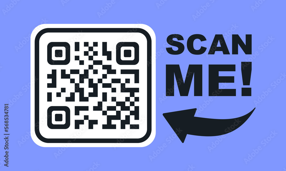 Scan me icon with QR code. Symbol or emblem. QR code scan for ...