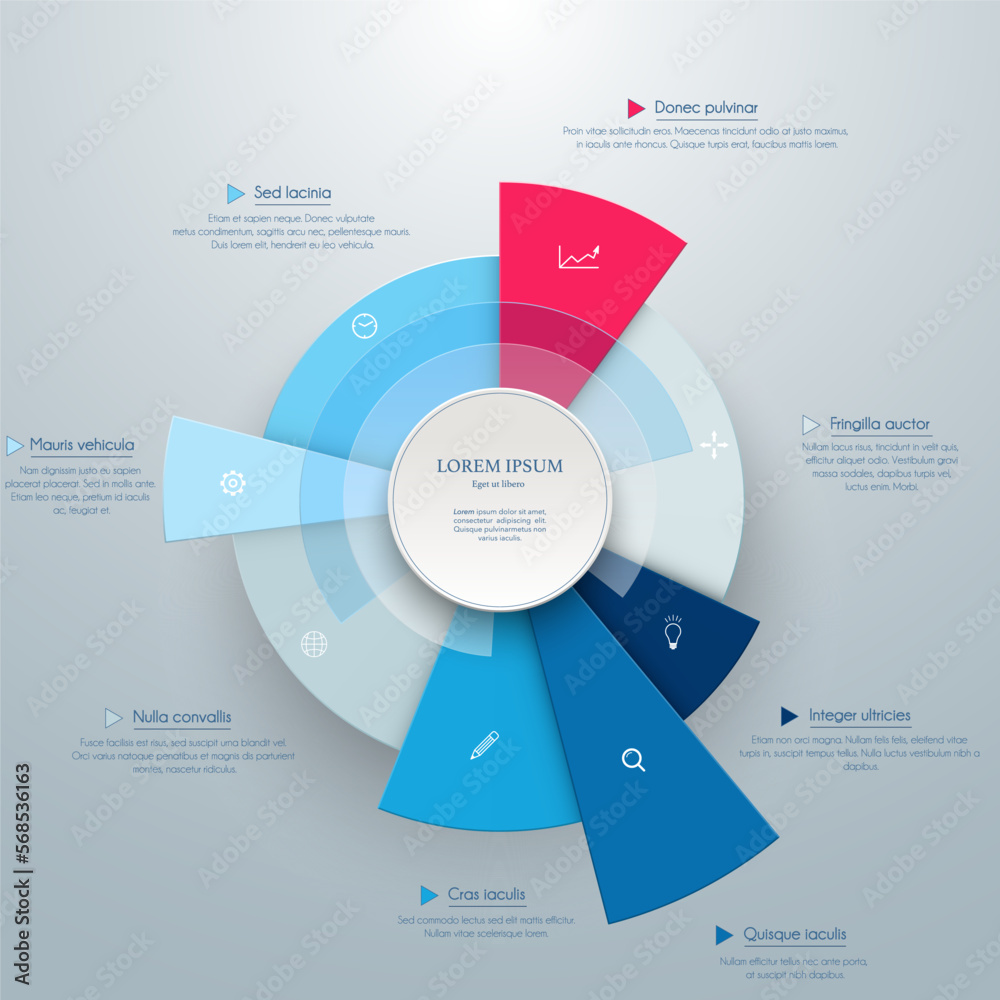 Vecteur Stock Business pie chart, diagram, graph in blue and red colors ...