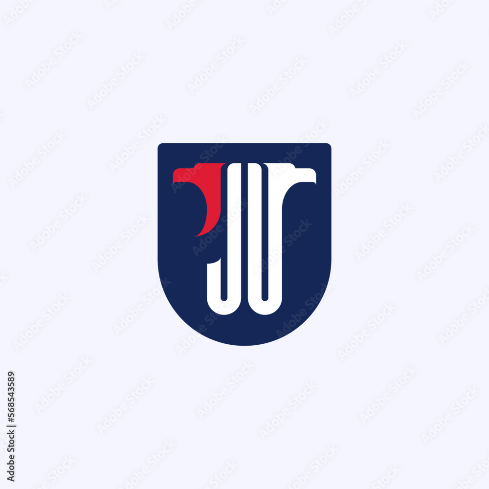 Letters J and U with the heads of an eagle or a griffin on the shield ...