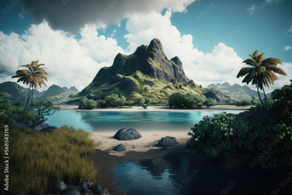 Fiji landscape Stock Illustration | Adobe Stock