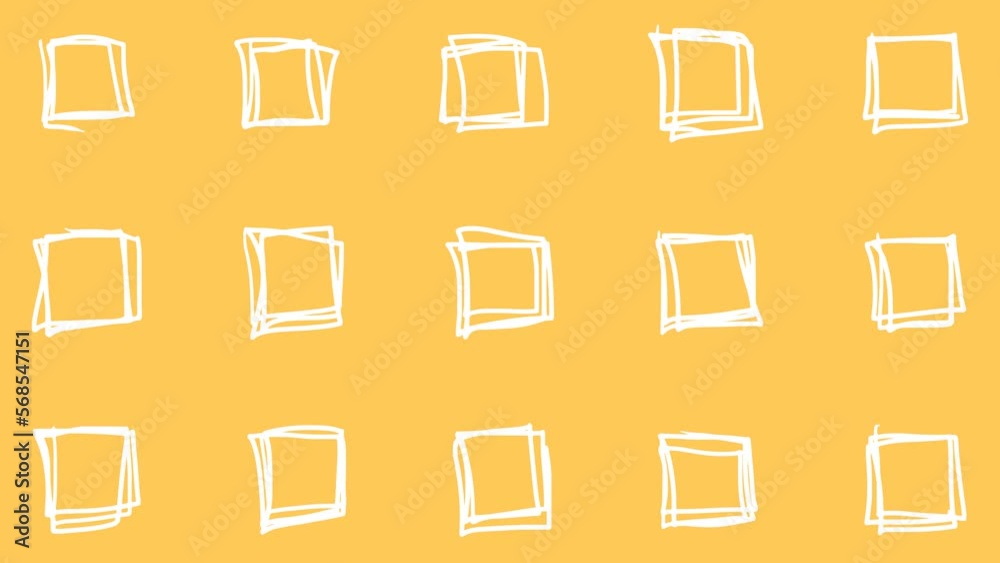 Handdrawn square, circle, triangle, heart. Thin line. Animated 4K ...