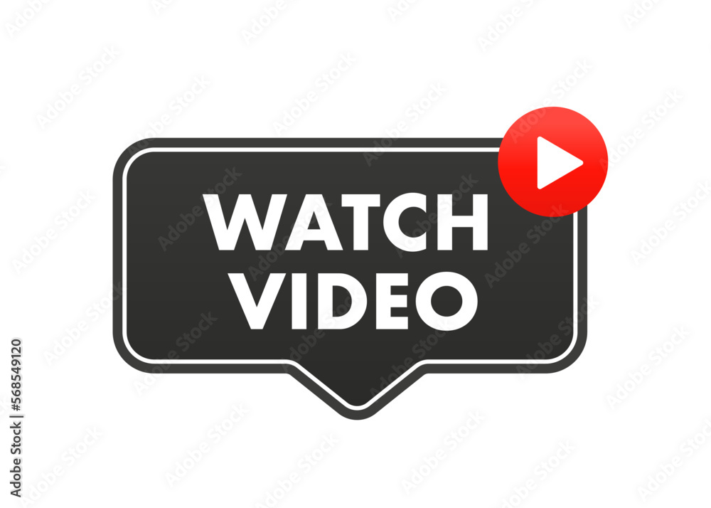 Watch now vector button in flat style. Play video icon isolated on ...
